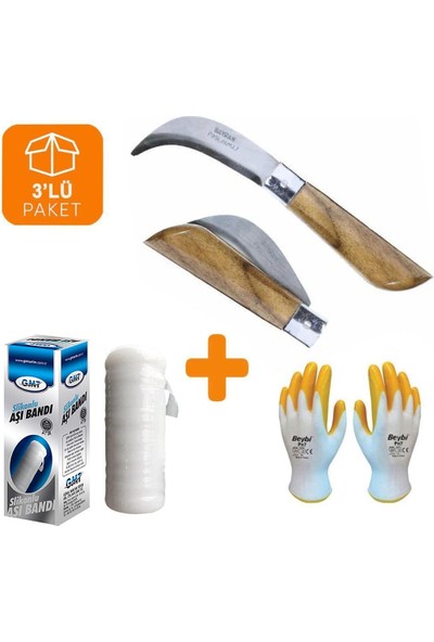 Bayram Aşı Bıçağı Paslanmaz 22 cm No:3 + Aşı Bandı (3'lü Paket)