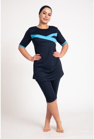 Pemilo Kadın 670 Büyük Beden Kısa Kol Taytlı Tesettür Mayo Lacivert Pemilo Kadın 670 Büyük Beden Kısa Kol Taytlı Tesettür Mayo Lacivert