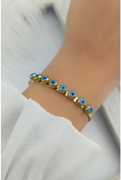 ÇLK Accessories Çelik Sıralı Nazar Boncuk Italyan Zincir Çelik Bileklik ÇLK Accessories Çelik Sıralı Nazar Boncuk Italyan Zincir Çelik Bileklik