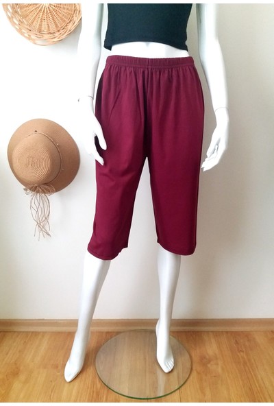 Bera Tekstil Unisex Bordo Düz Renk Kapri Bera Tekstil Unisex Bordo Düz Renk Kapri