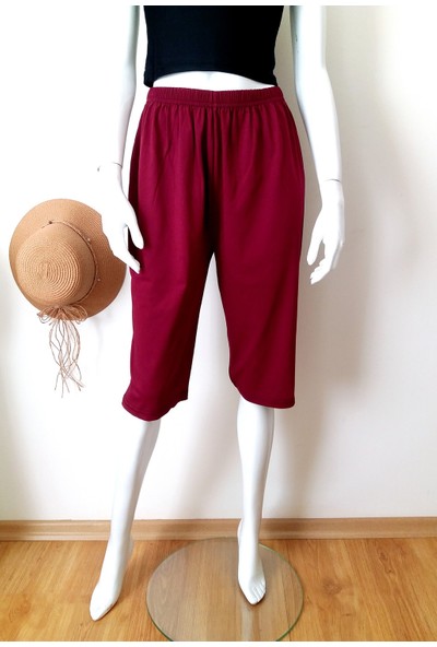 Bera Tekstil Unisex Bordo Düz Renk Kapri Bera Tekstil Unisex Bordo Düz Renk Kapri