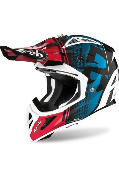 Aıroh Avıator Ace Kybon Mavi Kırmızı Kask Aıroh Avıator Ace Kybon Mavi Kırmızı Kask