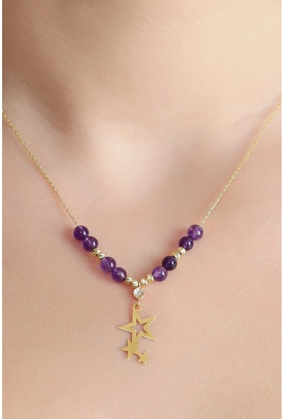 Oyistgold 14 Ayar Altın Dorikalı Pırlantalı ve Ametist'li Kuzey Yıldızı 2 Kolye Oyistgold 14 Ayar Altın Dorikalı Pırlantalı ve Ametist'li Kuzey Yıldızı 2 Kolye