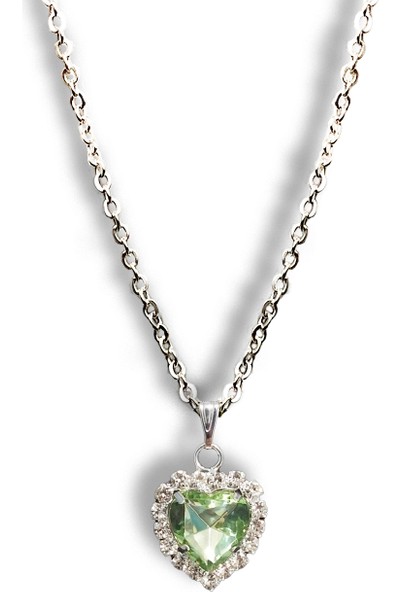 Lil'adore Yeşil Taşlı Kalp Gümüş Kolye