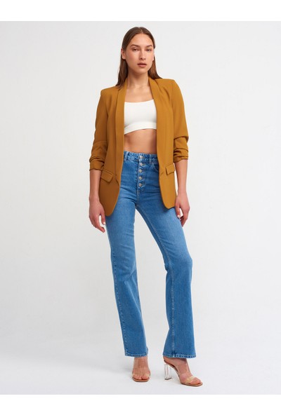 Dilvin 6702 Kol Büzgülü Boyfriend Ceket-Hardal Dilvin 6702 Kol Büzgülü Boyfriend Ceket-Hardal