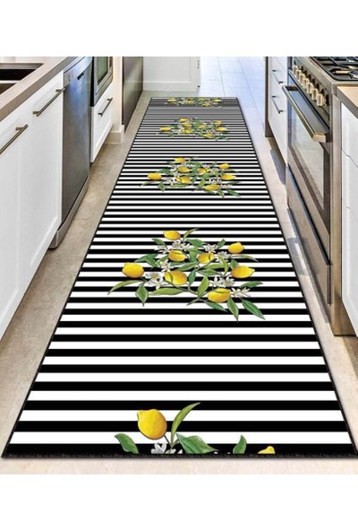 Grande Kaymaz Tabanlı Limon Dijital Baskılı Mutfak Halısı - HLBSK-126 Grande Kaymaz Tabanlı Limon Dijital Baskılı Mutfak Halısı - HLBSK-126