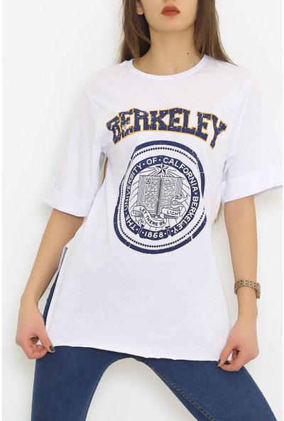 Duble Kol Yırtmaçlı Tişört Beyaz