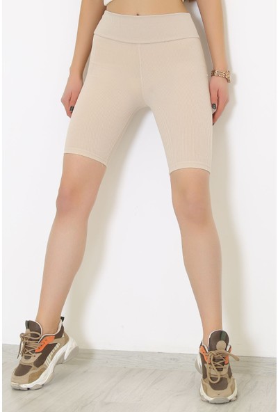 Fitilli Kısa Tayt Taş Fitilli Kısa Tayt Taş