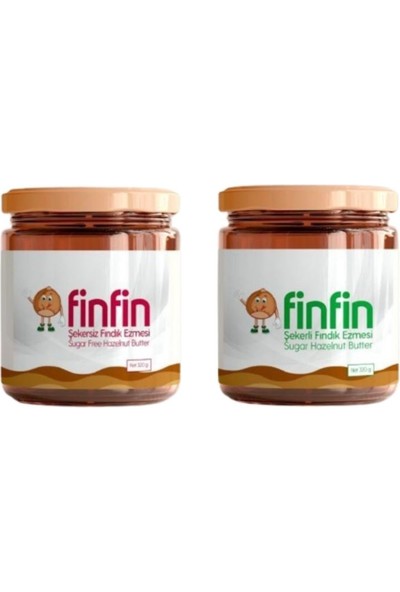 Finfin Şekerli Fındık Ezmesi 320 gr + Şekersiz Fındık Ezmesi 320 gr Finfin Şekerli Fındık Ezmesi 320 gr + Şekersiz Fındık Ezmesi 320 gr