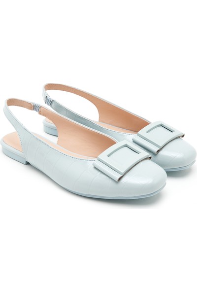 Desa Khate Mavi Kadın Kroko Baskılı Deri Babet