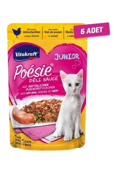 6 Adet - Vitakraft Poesie Tavuklu Pouch Yavru Kedi Konservesi 85 gr 6 Adet - Vitakraft Poesie Tavuklu Pouch Yavru Kedi Konservesi 85 gr