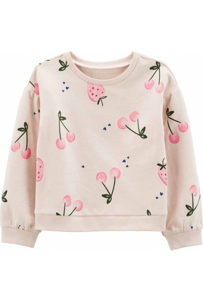 Carter's Küçük Kız Çocuk Kiraz Desenli Uzun Kollu Tshirt Uzun Kollu