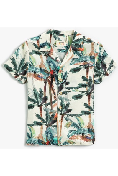 Koton Erkek Çocuk Yaz Temalı Palmiye Desenli Kısa Kollu Gömlek