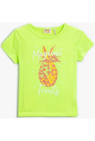 Koton Kız Çocuk Ananas Baskılı Kısa Kollu Tişört