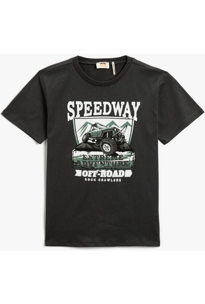 Koton Erkek Çocuk Off-Road Temalı Bisiklet Yaka Kısa Kollu Tişört