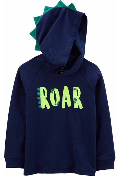 Carter's Küçük Erkek Çocuk Dinazor Desenli Sweatshirt Kapişonlu Lacivert
