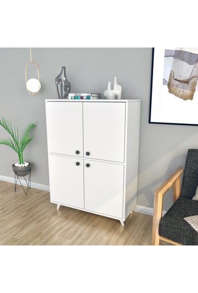 Missia Mobilya Teramo Geniş 4 Kapaklı Çok Amaçlı Dolap