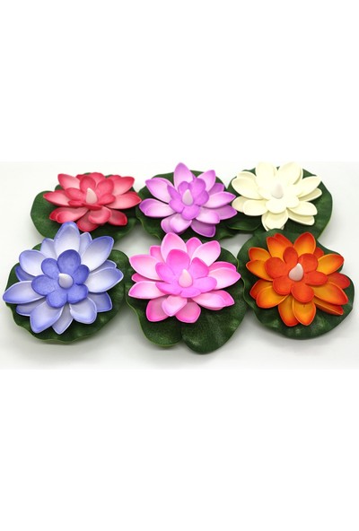 Hediye Bankası Suda Yüzen Nilüfer Çiçeği Kendiliğinden Yanan Pilli LED Mum 6 Adet