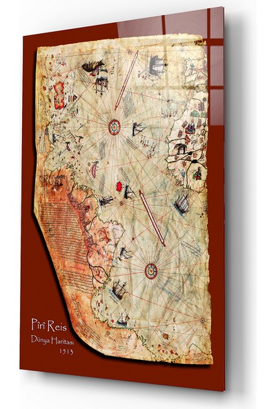Insigne Piri Reis Haritası Cam Tablo