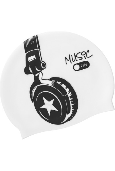 Mad Wave Silicone Cap Musıc White One Size Mad Wave Silicone Cap Musıc White One Size