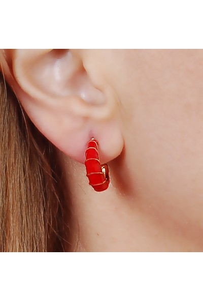 Saysar Kırmızı Halka Küpe 2 cm