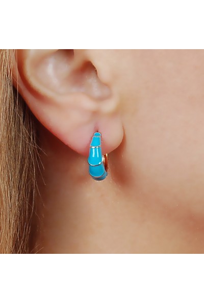 Xuping Jewelry Mavi Halka Küpe 2 cm