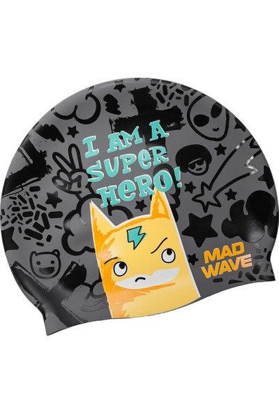 Mad Wave Junior Silicone Cap Super Hero Black One Mad Wave Junior Silicone Cap Super Hero Black One