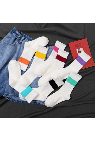 Çorapmanya 8 Çift Çok Renkli Unisex Kolej Tenis Çorap Çorapmanya 8 Çift Çok Renkli Unisex Kolej Tenis Çorap