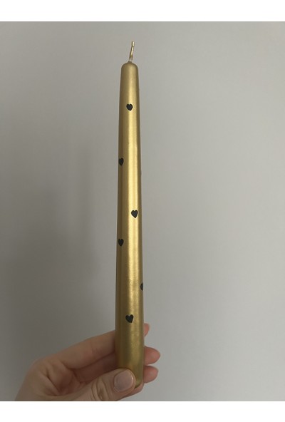 Kalp Desenli Şamdan Mumu-Gold Love