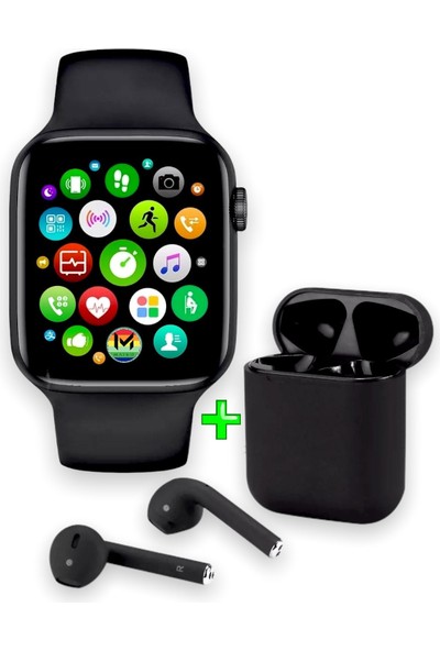 Akıllı Saat L800 + Aırpods I12 Kablosuz Kulaklık Ikili Siyah Set Uyumlu Akıllı Saat L800 + Aırpods I12 Kablosuz Kulaklık Ikili Siyah Set Uyumlu