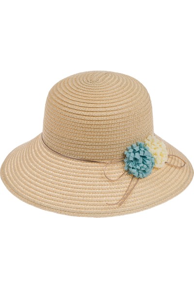 Kız Çocuk Hasır Şapka Ponponlu 2-6 Yaş