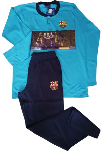 Fc Barcelona Uzun Kollu Pantolonlu Erkek Pijama Takımı, Xlmavi