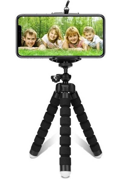 Ahtapot Süngerli Tripod Kamera Cep Telefonu Tripod Stand Çubuğu Mini Akrobat Tripod - Siyah Ahtapot Süngerli Tripod Kamera Cep Telefonu Tripod Stand Çubuğu Mini Akrobat Tripod - Siyah