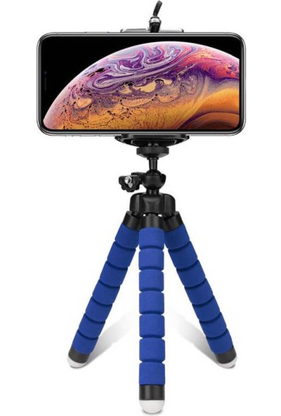Ahtapot Süngerli Tripod Kamera Cep Telefonu Tripod Stand Çubuğu Mini Akrobat Tripod - Mavi Ahtapot Süngerli Tripod Kamera Cep Telefonu Tripod Stand Çubuğu Mini Akrobat Tripod - Mavi