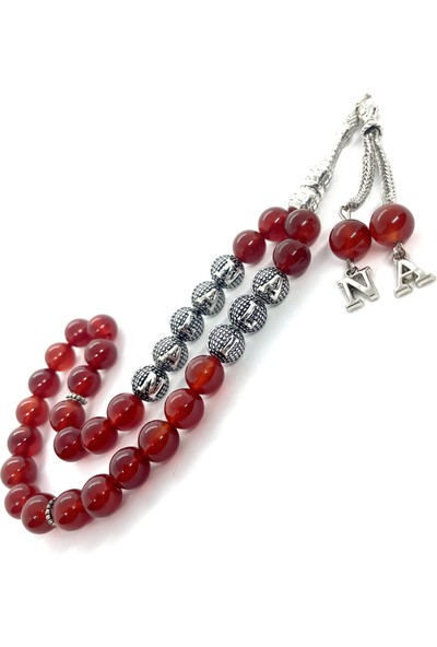 Hediye Kutusu Iki Isimli-Isme Özel ve Harfli Doğaltaş Akik Tesbih