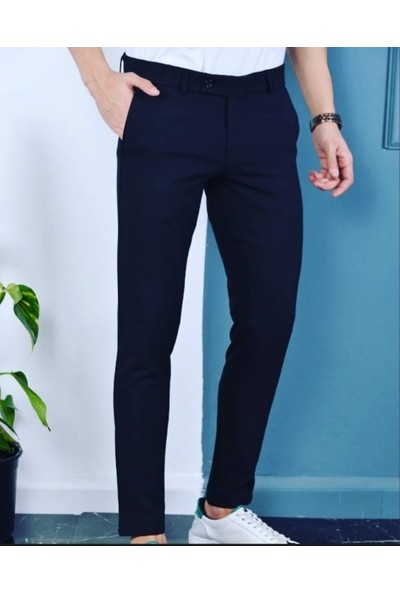 Dsm Moda Lacivert Dar Kesim Kumaş Pantolon