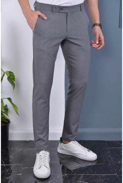 Dsm Moda Gri Dar Kesim Kumaş Pantolon