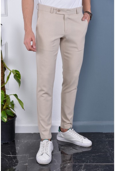 Dsm Moda Bej Dar Kesim Kumaş Pantolon