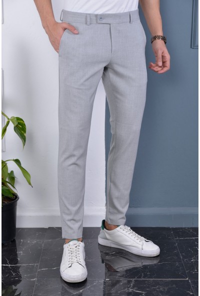Dsm Moda Gümüş Gri Dar Kesim Kumaş Pantolon