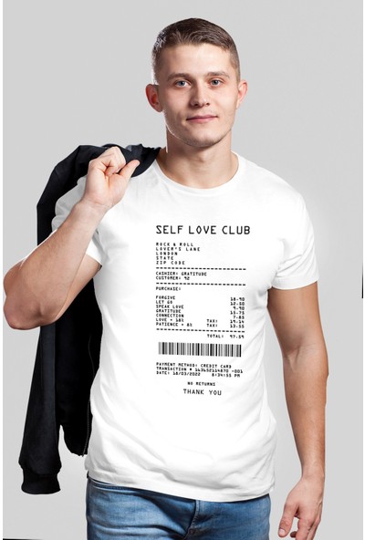 Perakende Sevgi Fişi Beyaz Kısa Kollu Erkek T-Shirt