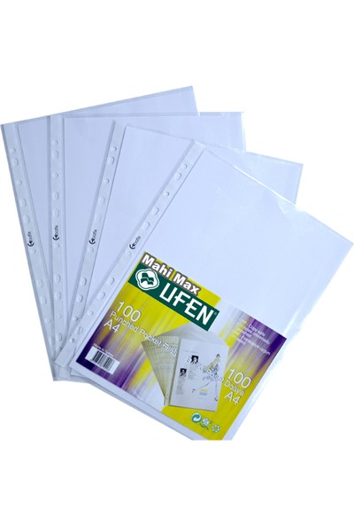 100'LÜ Ufen A4 Şeffaf Poşet Föy Dosya - 1 Paket