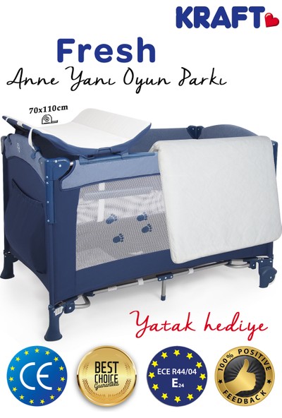 Kraft Fresh Anne Yanı Oyun Parkı 70*110 cm + Yatak