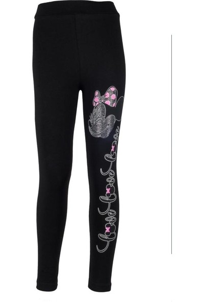 Zef Kids Kız Çocuk Siyah Love Fare Taş Baskılı Mevsimlik Tayt