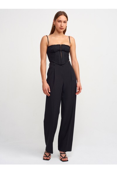 4944 Yüksek Bel Palazzo Pantolon-Siyah