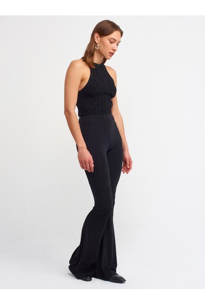 Dilvin 10152 Yaka Arkası Bağcıklı Triko Atlet-Siyah