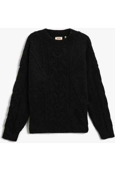 Koton Triko Uzun Kollu Kazak Dokulu Bisiklet Yaka