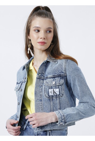 Calvin Klein Normal Kalıp Mavi Kadın Denim Ceket - J20J2178111AA Calvin Klein Normal Kalıp Mavi Kadın Denim Ceket - J20J2178111AA