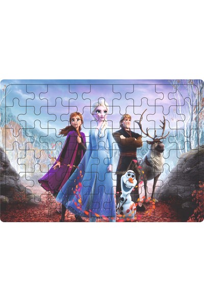 Baskımarketim A4 54 Parça Elsa ve Prensesler Ahşap Puzzle Çocuk Yapboz