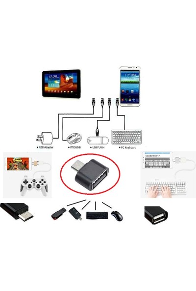 Xnews USB To Micro USB Ye Dönüştürücü - Klavye Mouse Joystick Telefona Bağlama-