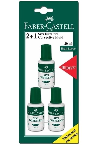 Faber-Castell Sıvı Silici Blisterli 2+1 Hediye Faber-Castell Sıvı Silici Blisterli 2+1 Hediye